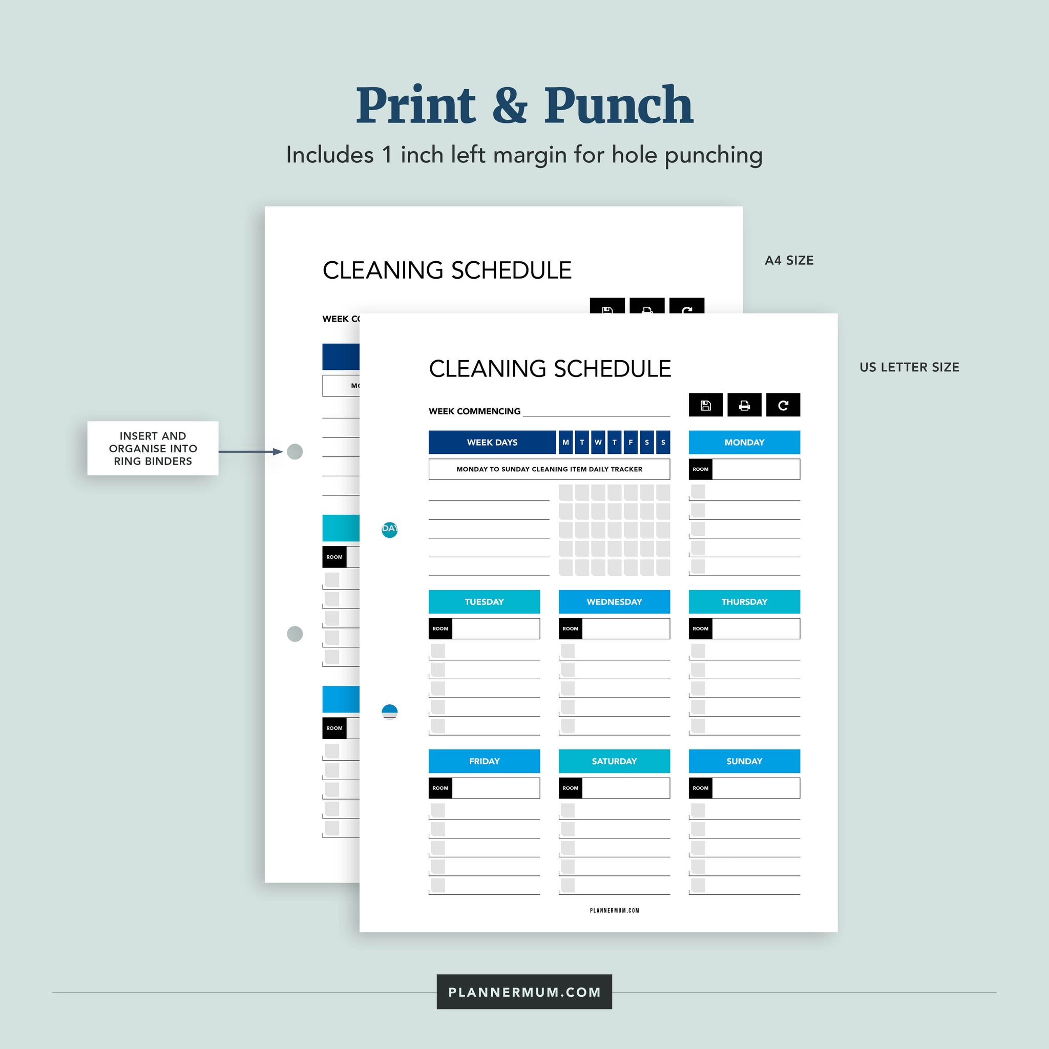 Printable Cleaning Schedule Planner | Planner Mum